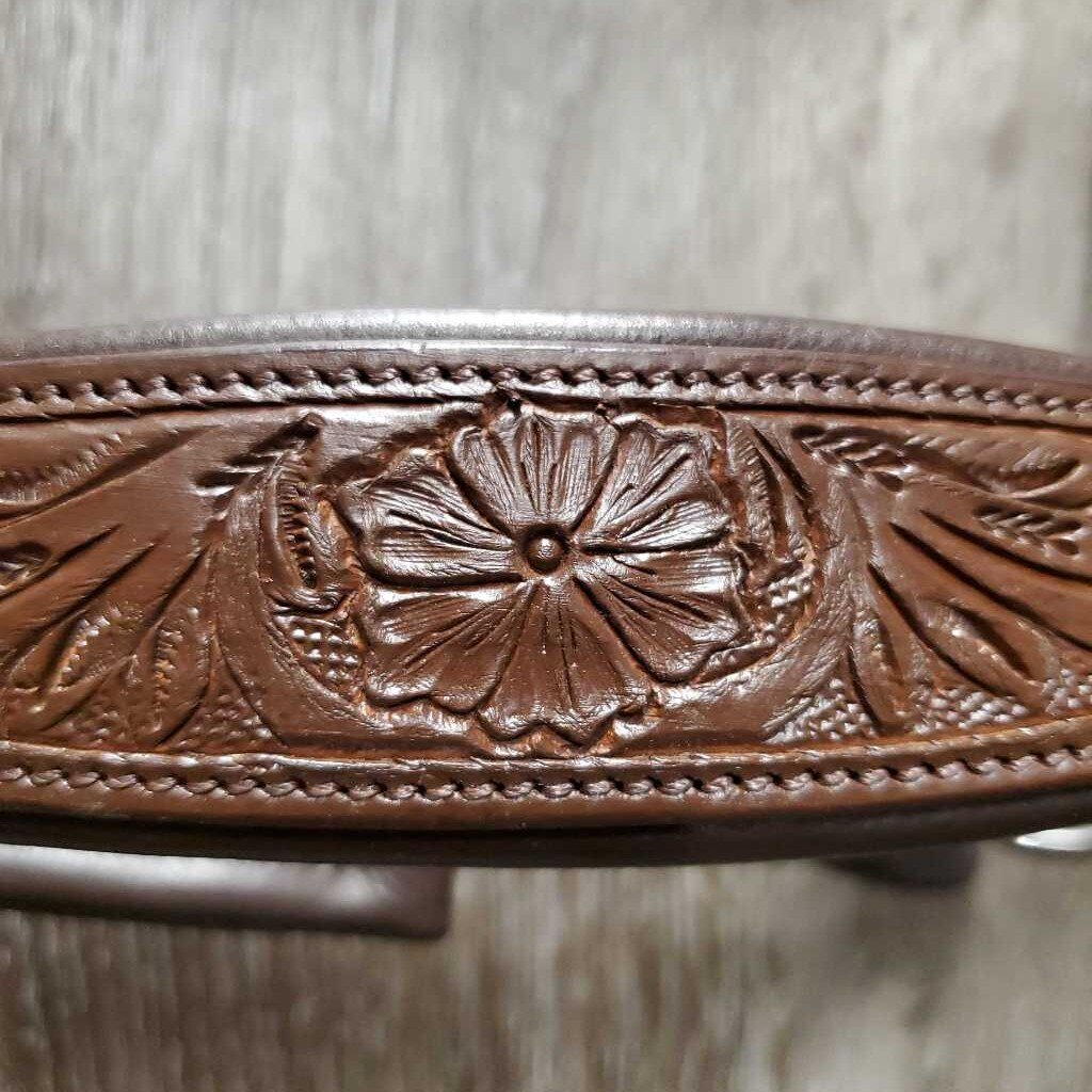 "Pogo" Tooled Western Style Padded Monocrown Side Pull, chin pad *new, | The Tack Collector