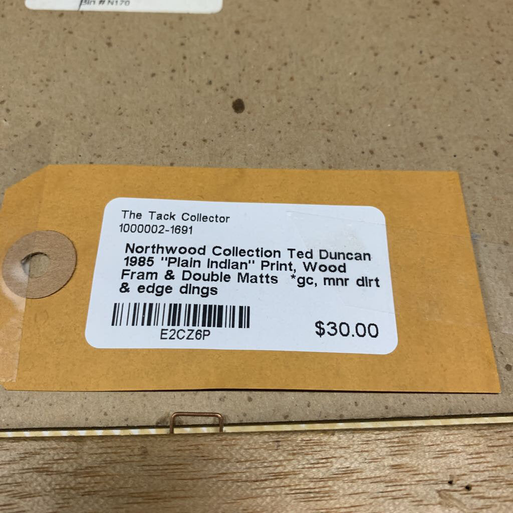 Ted Duncan 1985 "Plain Indian" Print, Wood Fram & Double Matts *gc, mn ...