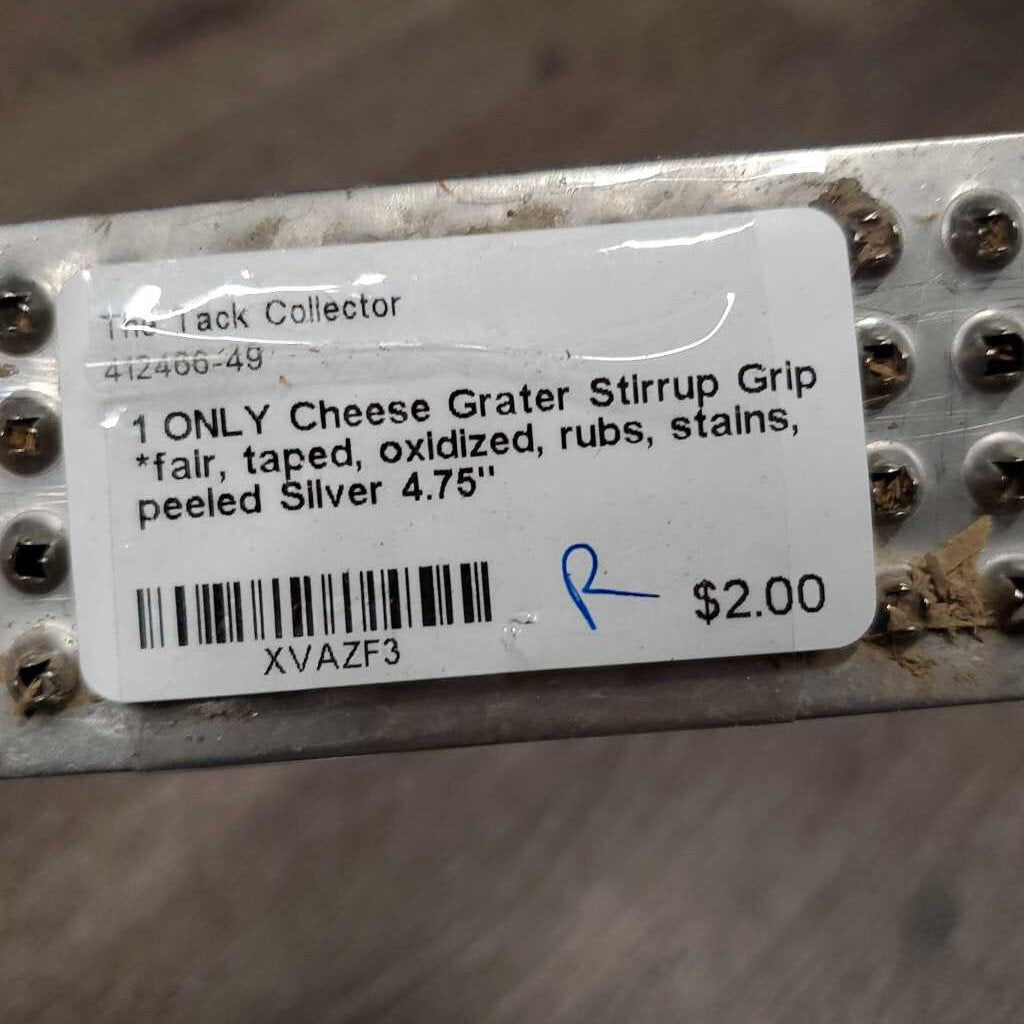 1 ONLY Cheese Grater Stirrup Grip *fair, taped, oxidized, rubs, stains ...