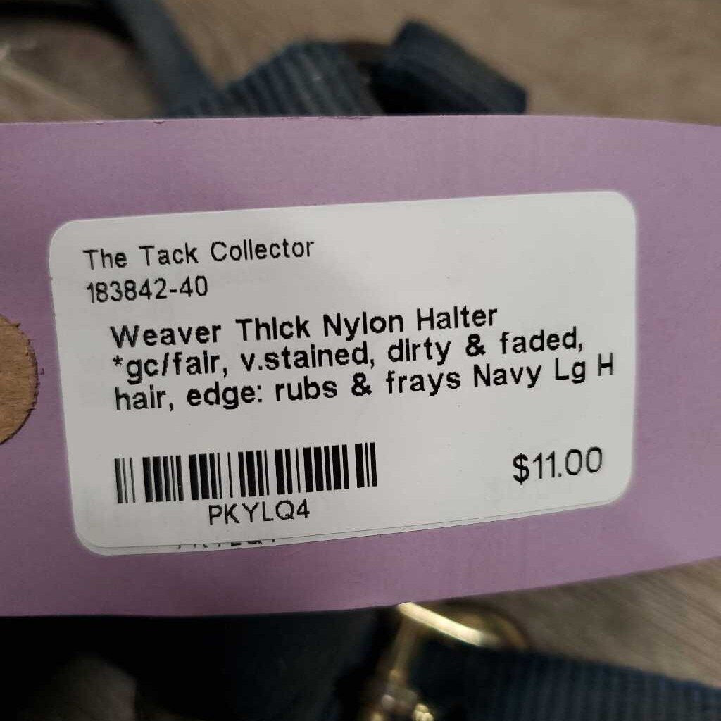 Thick Nylon Halter *gc/fair, v.stained, dirty & faded, hair, edge: rub ...