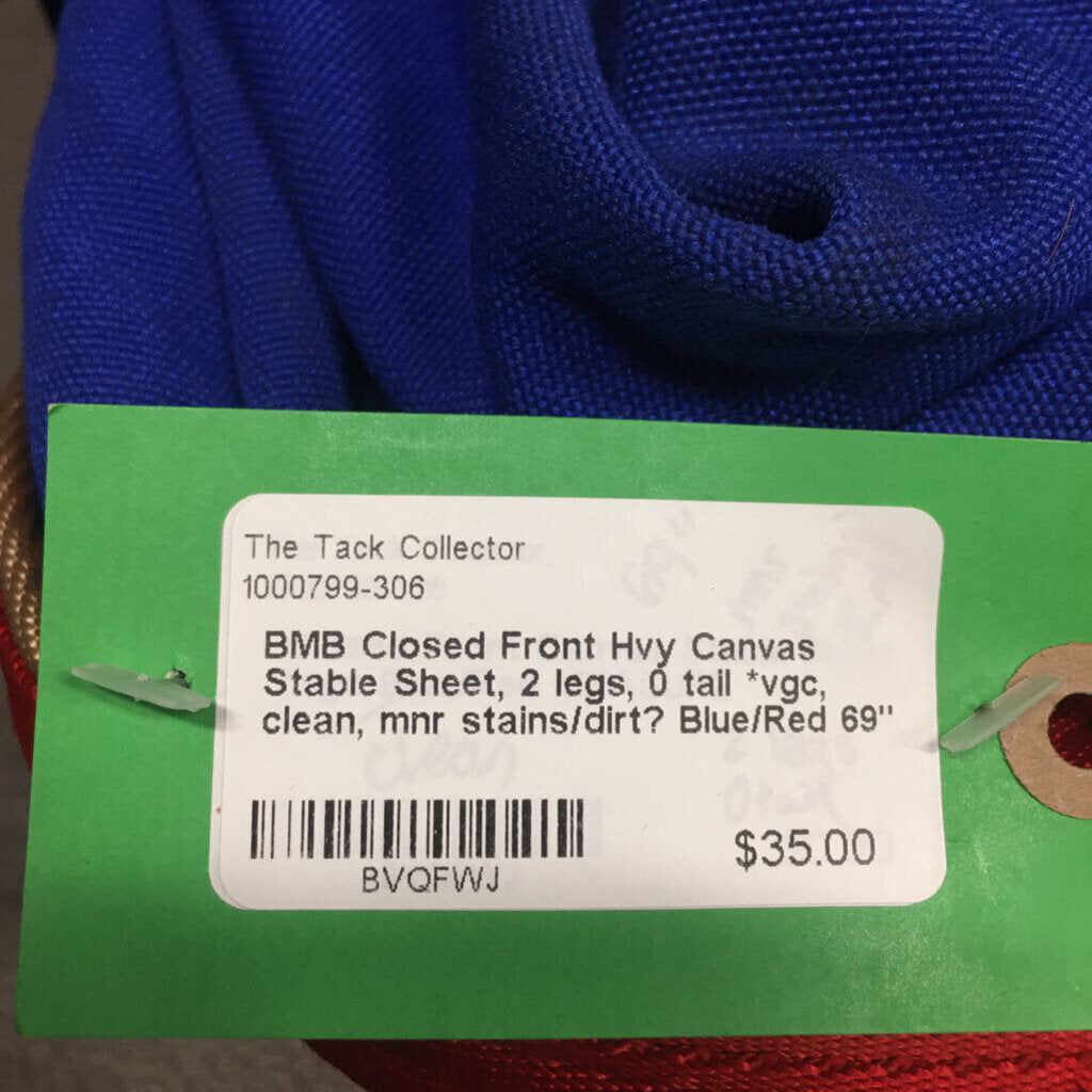 Closed Front Hvy Canvas Stable Sheet, 2 legs, 0 tail *vgc, clean, mnr ...
